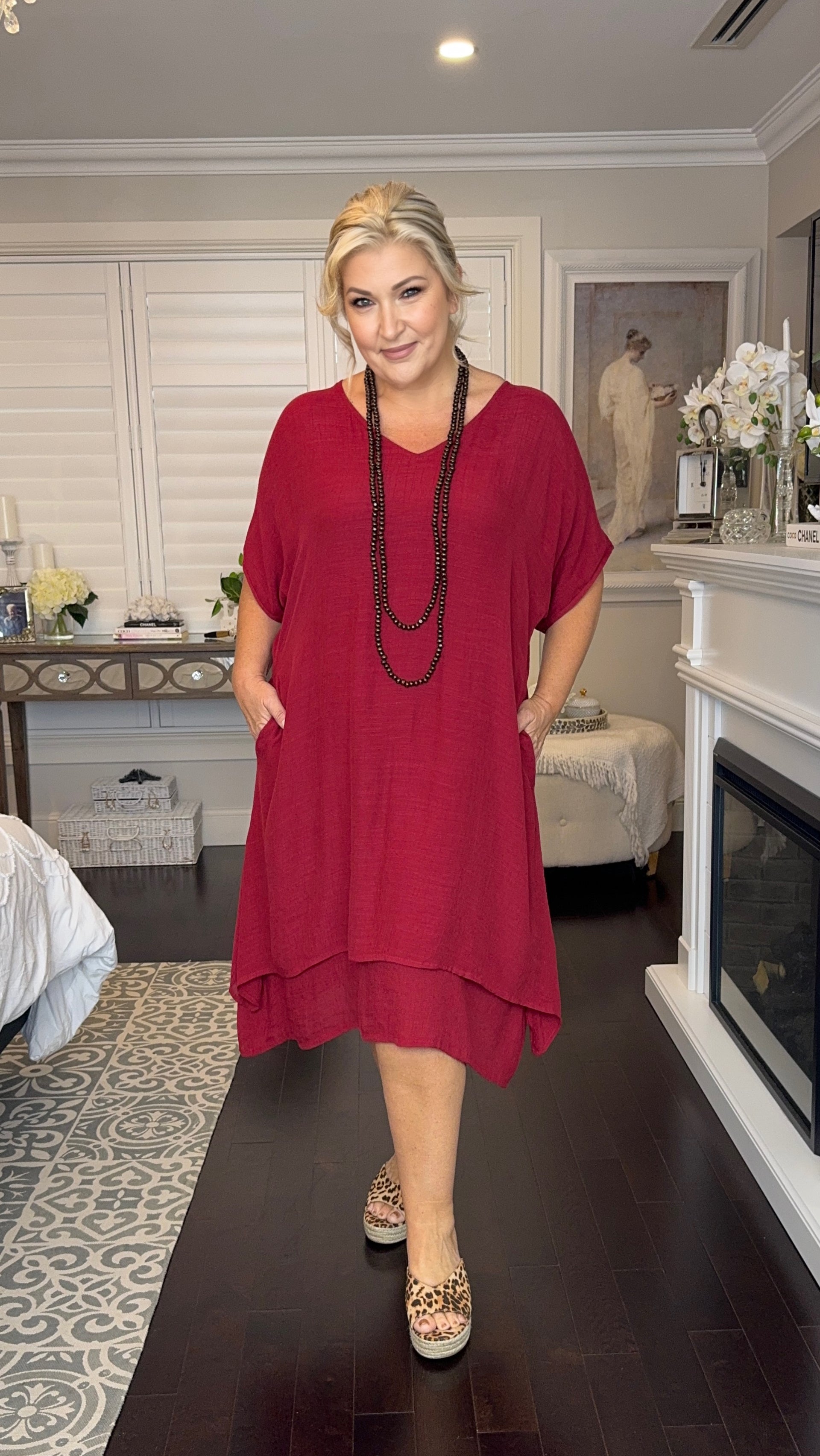 Chelsea Dress in Dark Red – White Amber Label